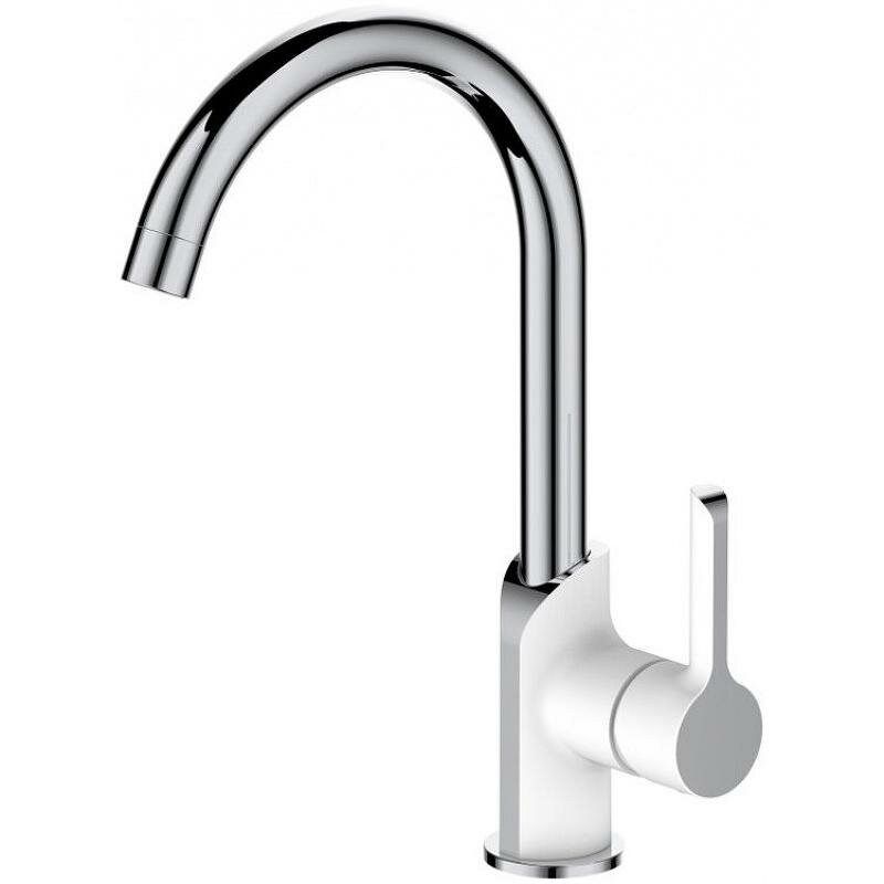 Смеситель для кухни Haiba HB805-8 HB70805-8 белый хром, рычажный, латунь