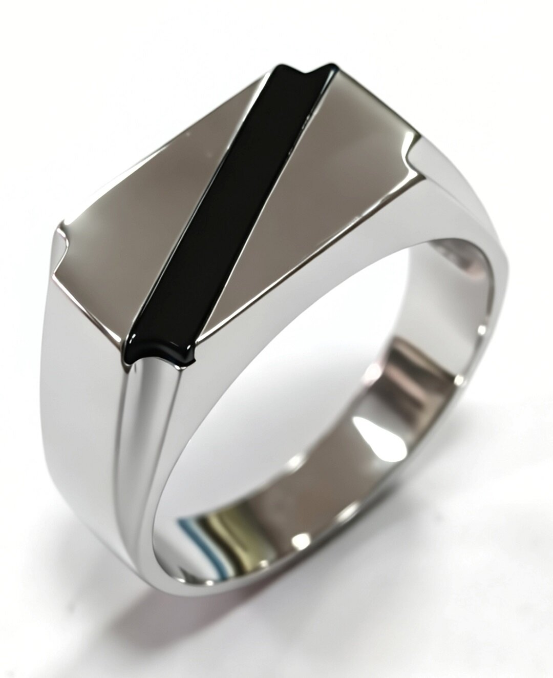 Печатка, серебро, 925 проба, родирование, оникс