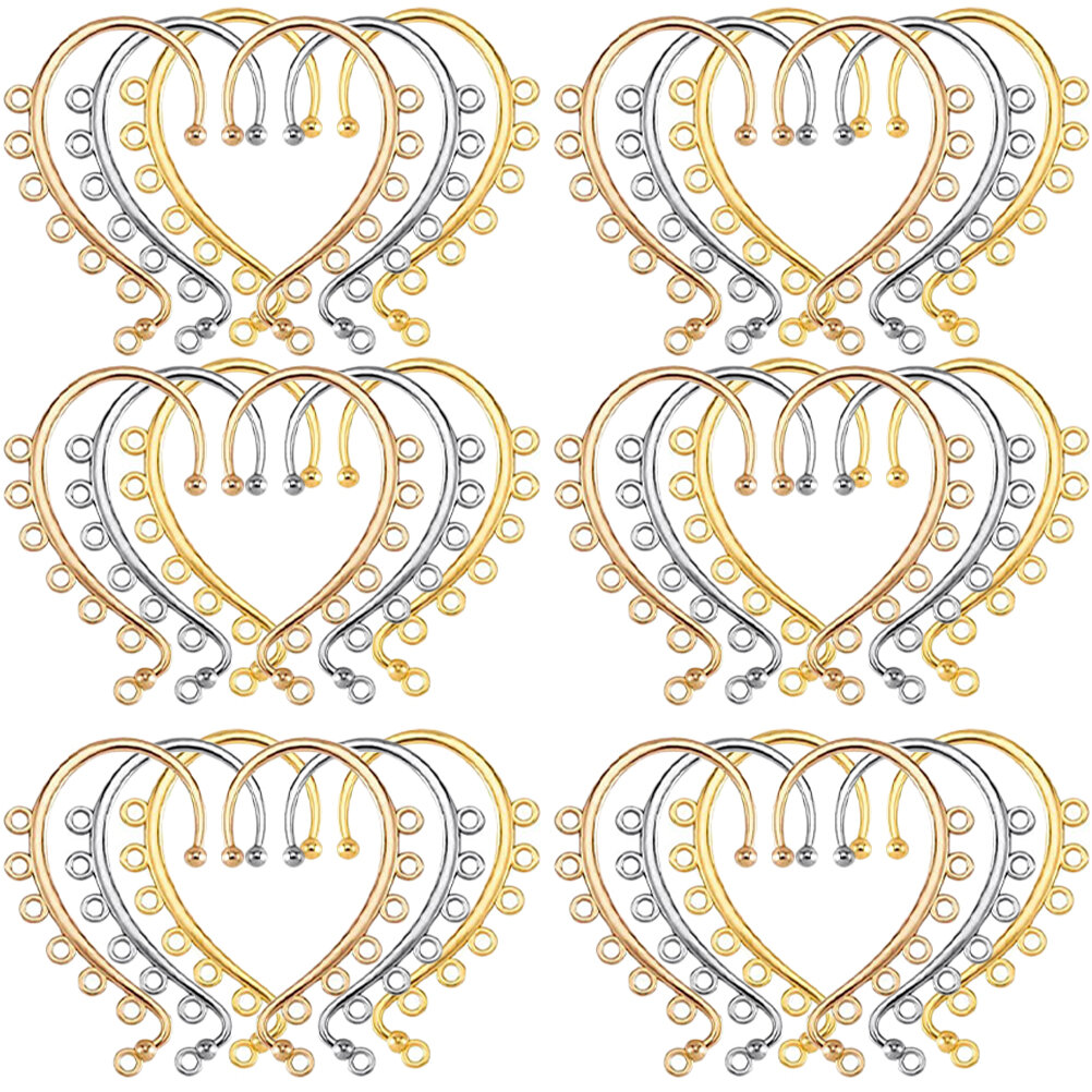 Набор материалов и аксессуаров для изготовления сережек с шестью отверстиями (золото*10, серебро*10 + золото KC*10) 30 шт.