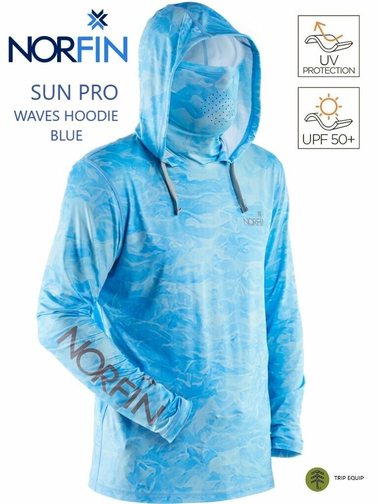 Лонгслив Norfin SUN PRO WAVES HOODIE BLUE р. XL (132404-XL)