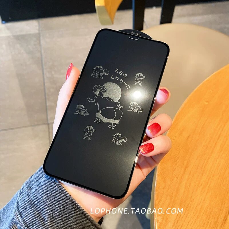 Защитное стекло для iPhone X с рисунком Шин Чан, полное покрытие, защита от ударов в режиме сна