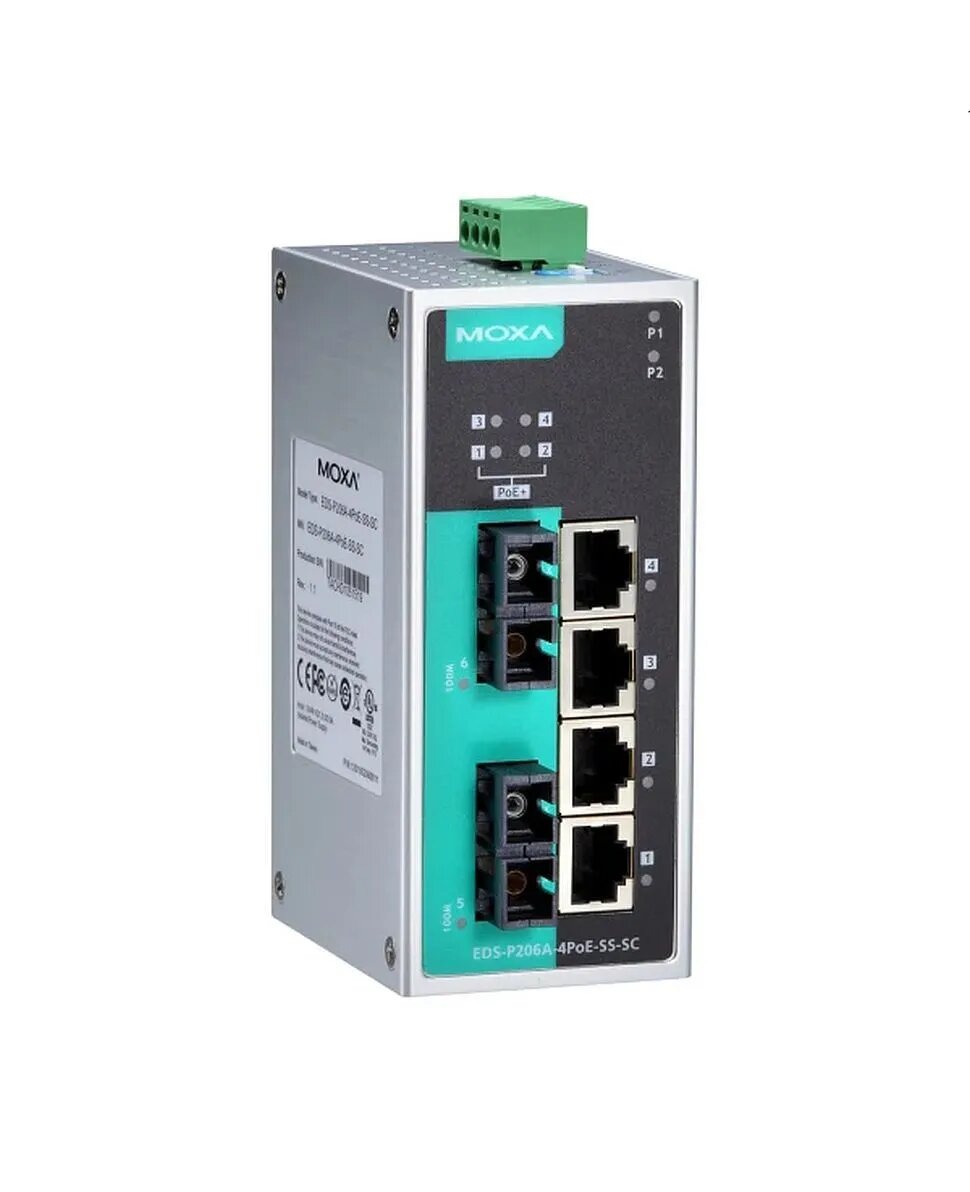 Неуправляемый коммутатор Moxa EDS - P206A - 4PoE - SS - SC-T