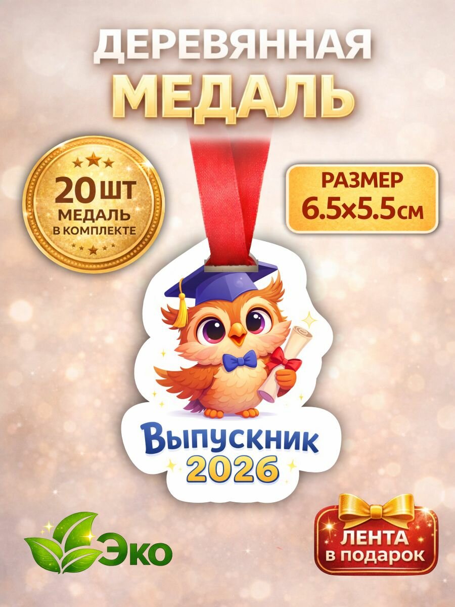 Медаль выпускник (20 штук) подарок