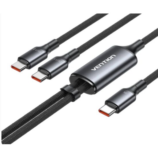 Кабель-разветвитель Vention USB 2.0 CM/USB-CM x 2 -1.3м 5A 140W чёрный (TRUBBB)