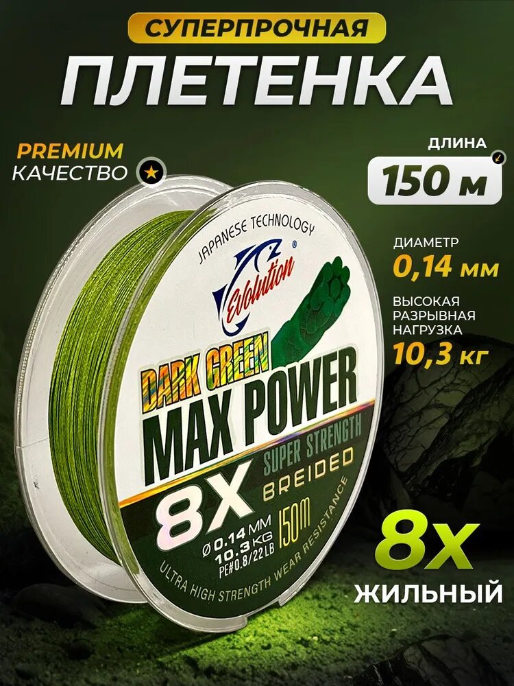 Плетеный шнур для рыбалки леска плетенка для спиннинга и фидера 0.14 мм#PE 0.8 500 м