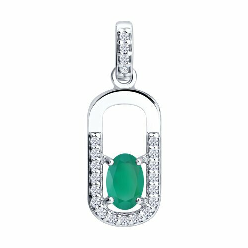 Подвеска, серебро, 925 проба, родирование, фианит, агат