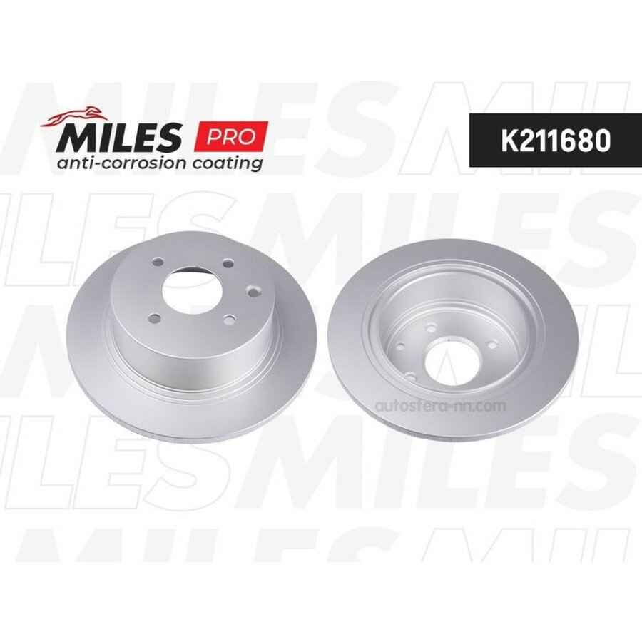 MILES K211680 Диск тормозной NISSAN TIIDA 07- зад. (с покрытием) PRO