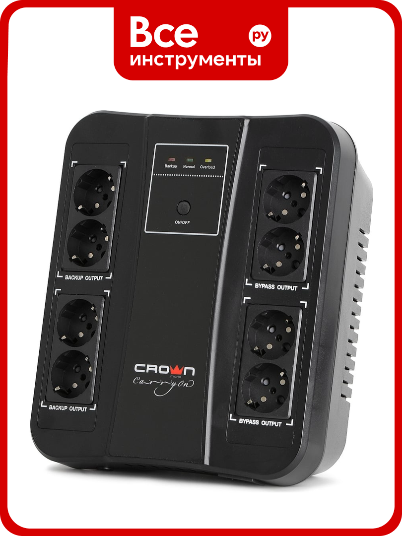 Источник бесперебойного питания CROWN CMUS-295 EURO SMART CM000003160 напольный аккумулятор, восемь розеток