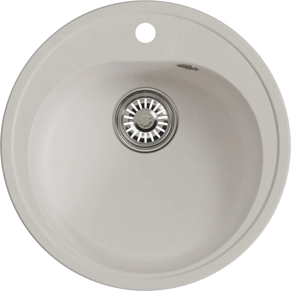 Мойка кухонная Mixline ML-GM11 мраморная, 50x50, круглая, мойка для кухни, белая, матовая