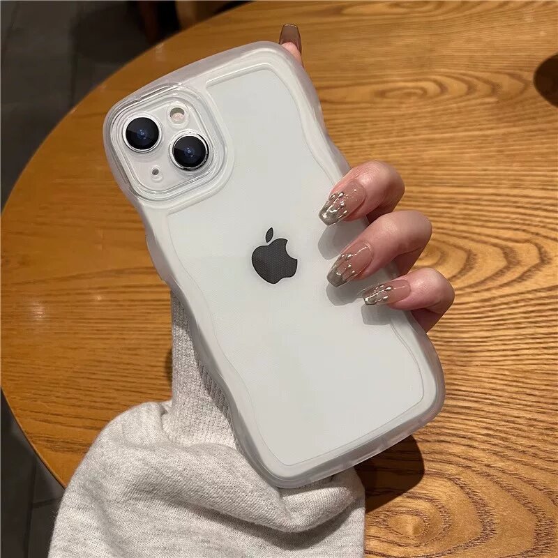 Чехол для iPhone 13 Pro Max с волновой подушкой из силикона - прозрачный, полная защита, устойчивость к царапинам
