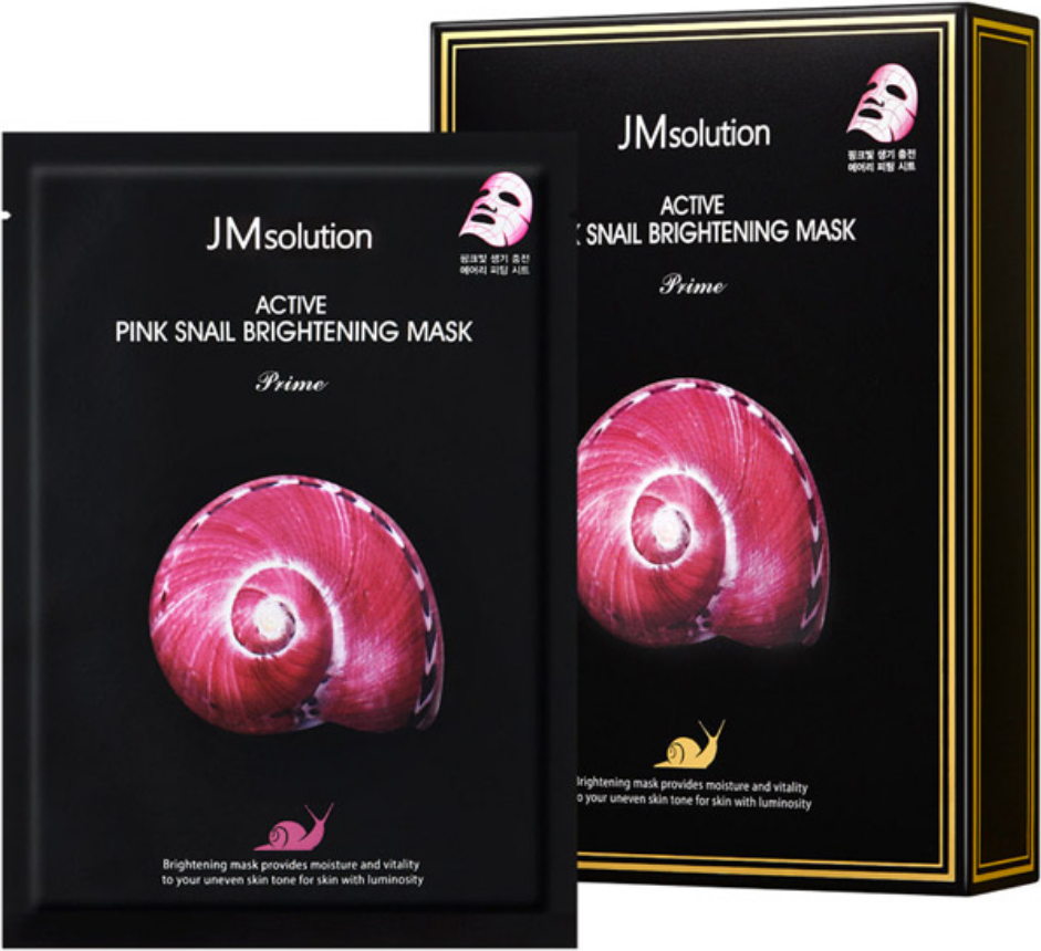 JMsolution Тканевая маска с муцином улитки 10 шт. Active Pink Snail Brightening Mask Prime 10 60ml