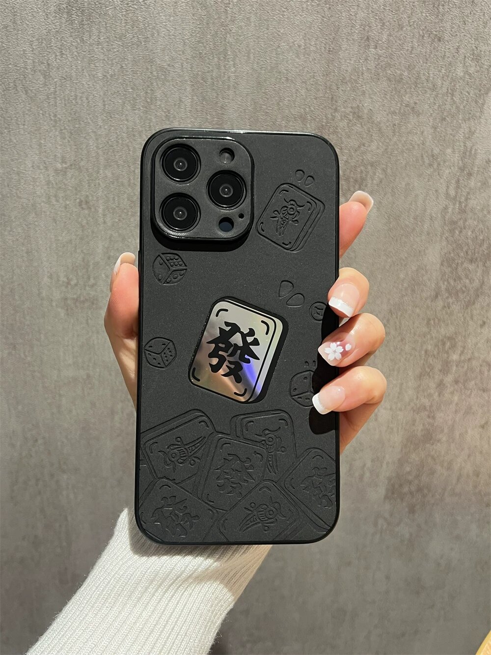 IPhone 17 Кожаный рисунок защитный чехол для объектива камеры с лазерным узором, черный цвет - полная защита