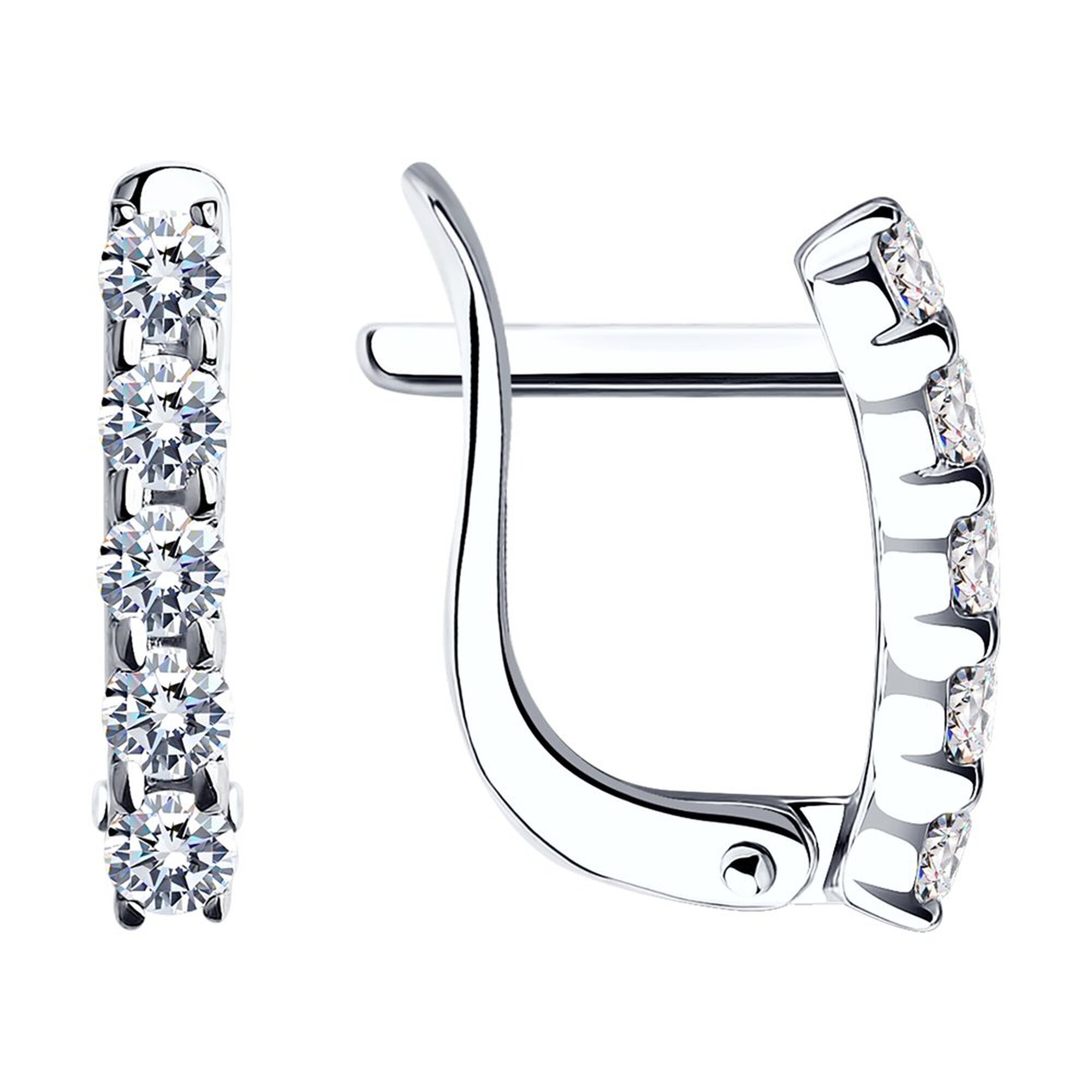 Серьги, белое золото, 585 проба, фианит