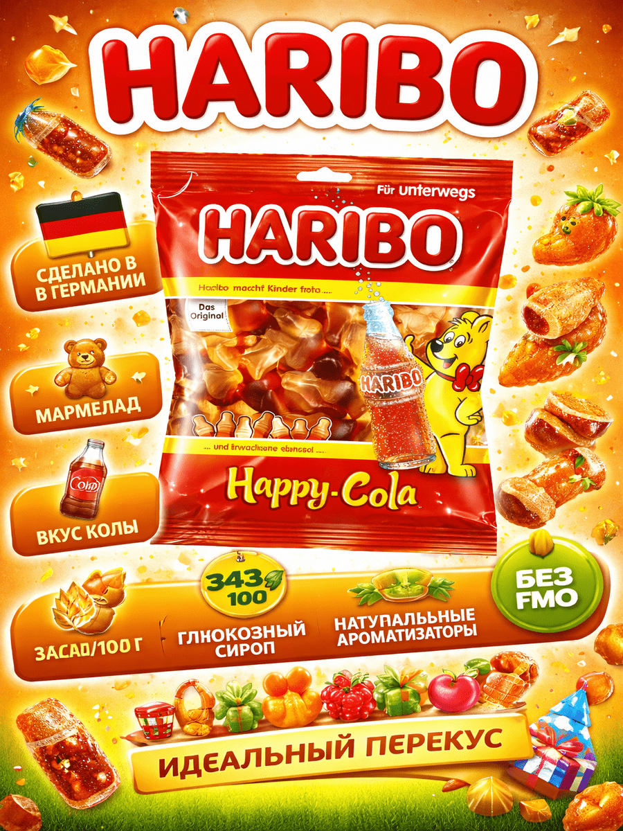 Мармелад жевательный Haribo Happy Cola кола, 100г