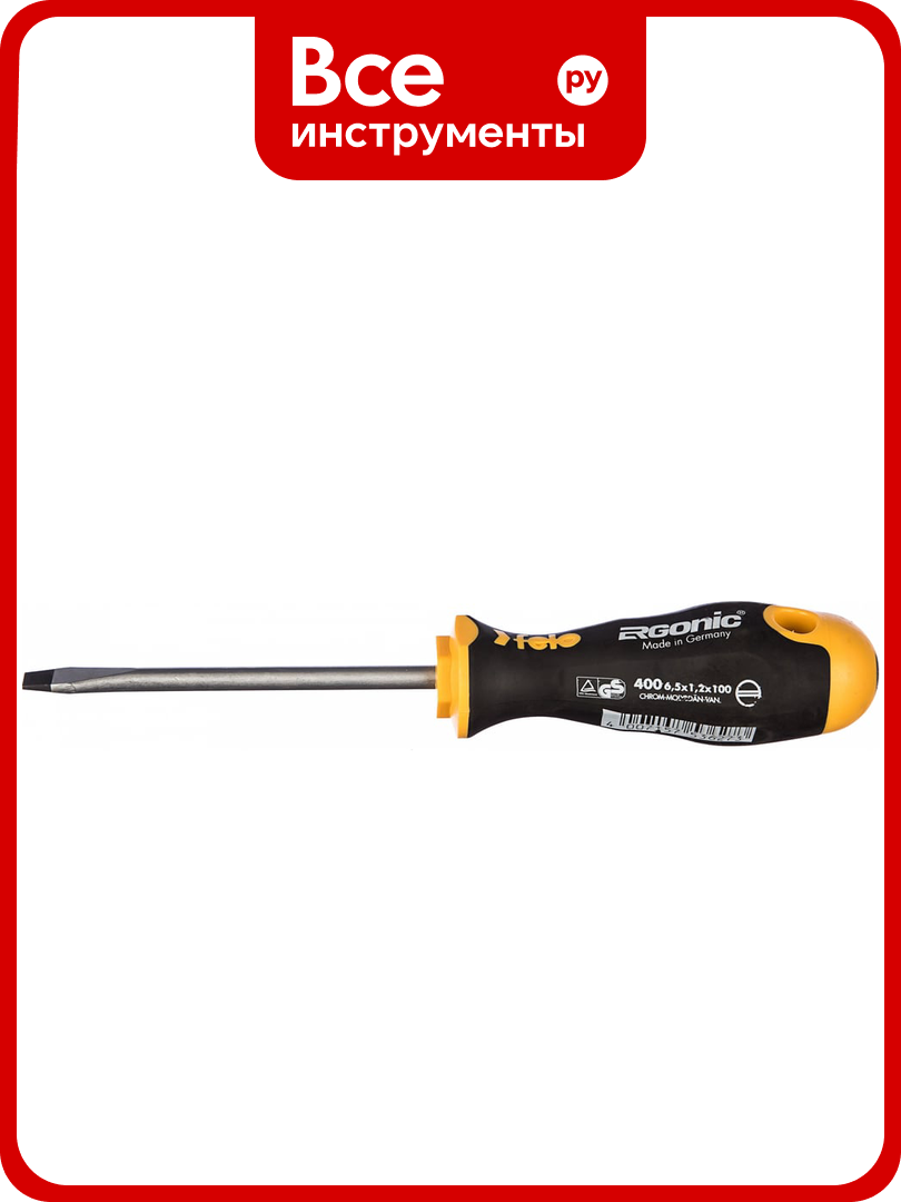 Плоская шлицевая отвертка 6,5х1,2х100 Felo Ergonic 40065310