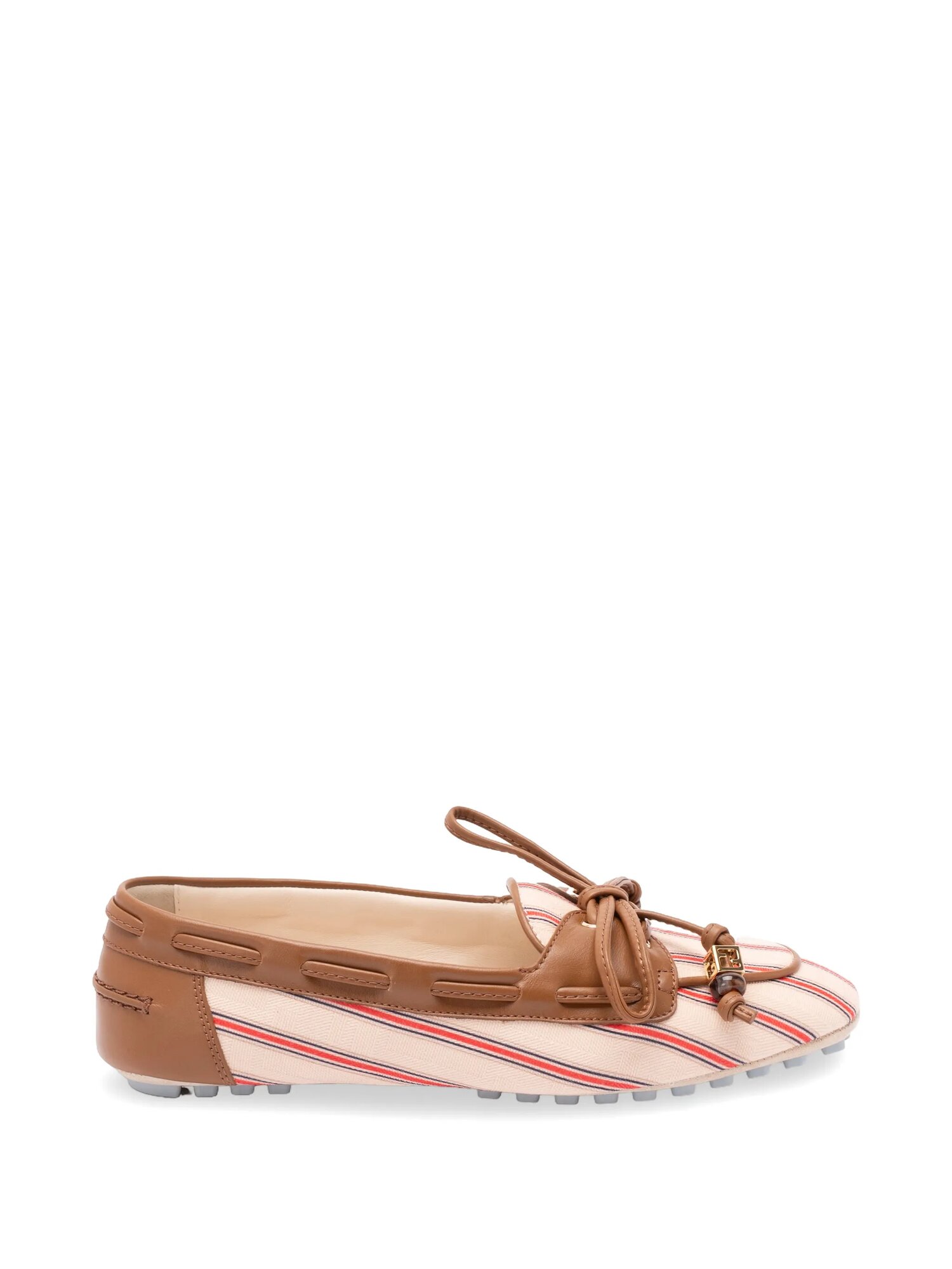 Лоферы Striped leather-trim loafers