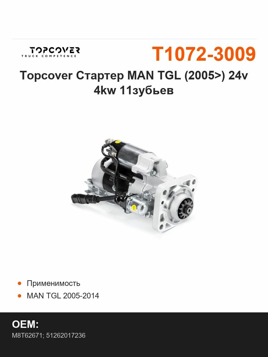 Topcover Стартер MAN TGL (2005>) 24v 4kw 11зубьев