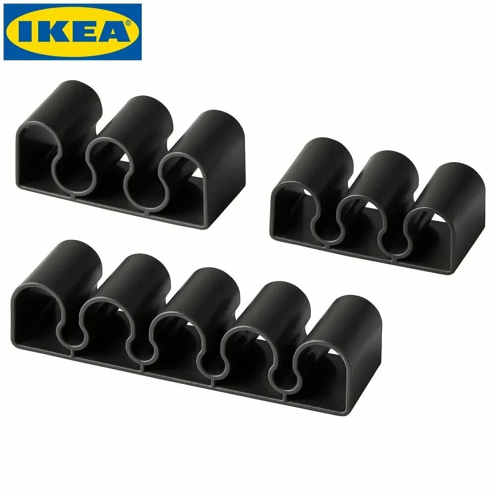 IKEA, KALKSTUFF держатель для проводов, 3 шт, темно-серый