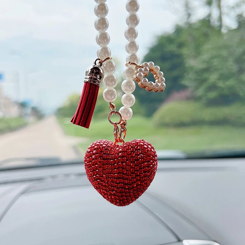 Модное Украшение Для Автомобильного Зеркала Заднего Вида С Надписью «Love» Из Страз, Изысканный Кулон-подвеска