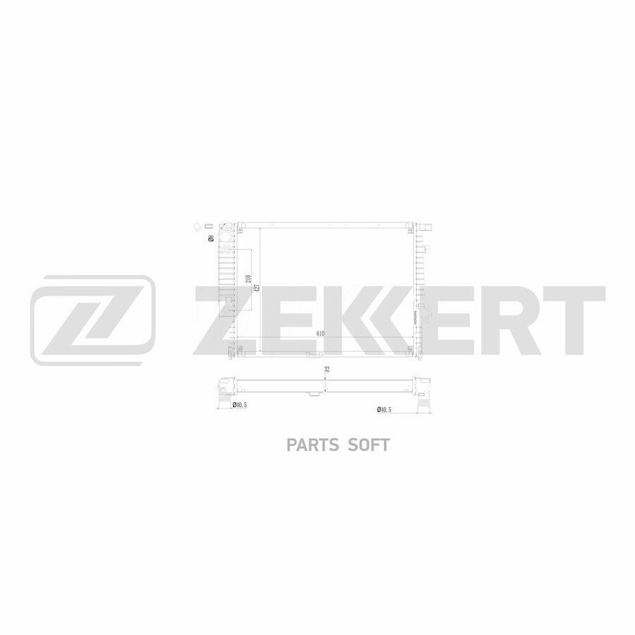 ZEKKERT MK-1667 Радиатор охлаждения двигателя BMW 5 (E34) 87- 7 (E32) 85-