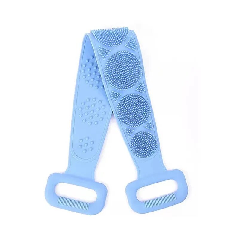 Силиконовая массажная щетка для душа с полотенцем, синяя Голубой, Blue 1pcs