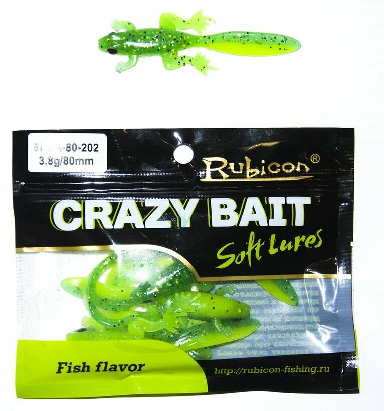 Съедобная силиконовая приманка RUBICON Crazy Bait FGA 3.8g, 80mm, цвет 202