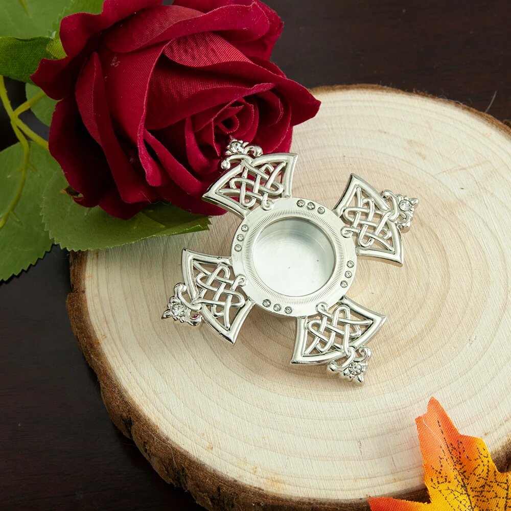 Металлический крест-брошь Celtic Knot S WHITE