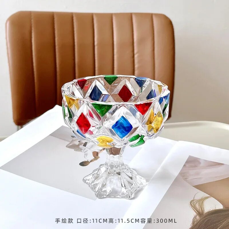 Стеклянная чаша для мороженого 300 мл 1PCS Multicolored