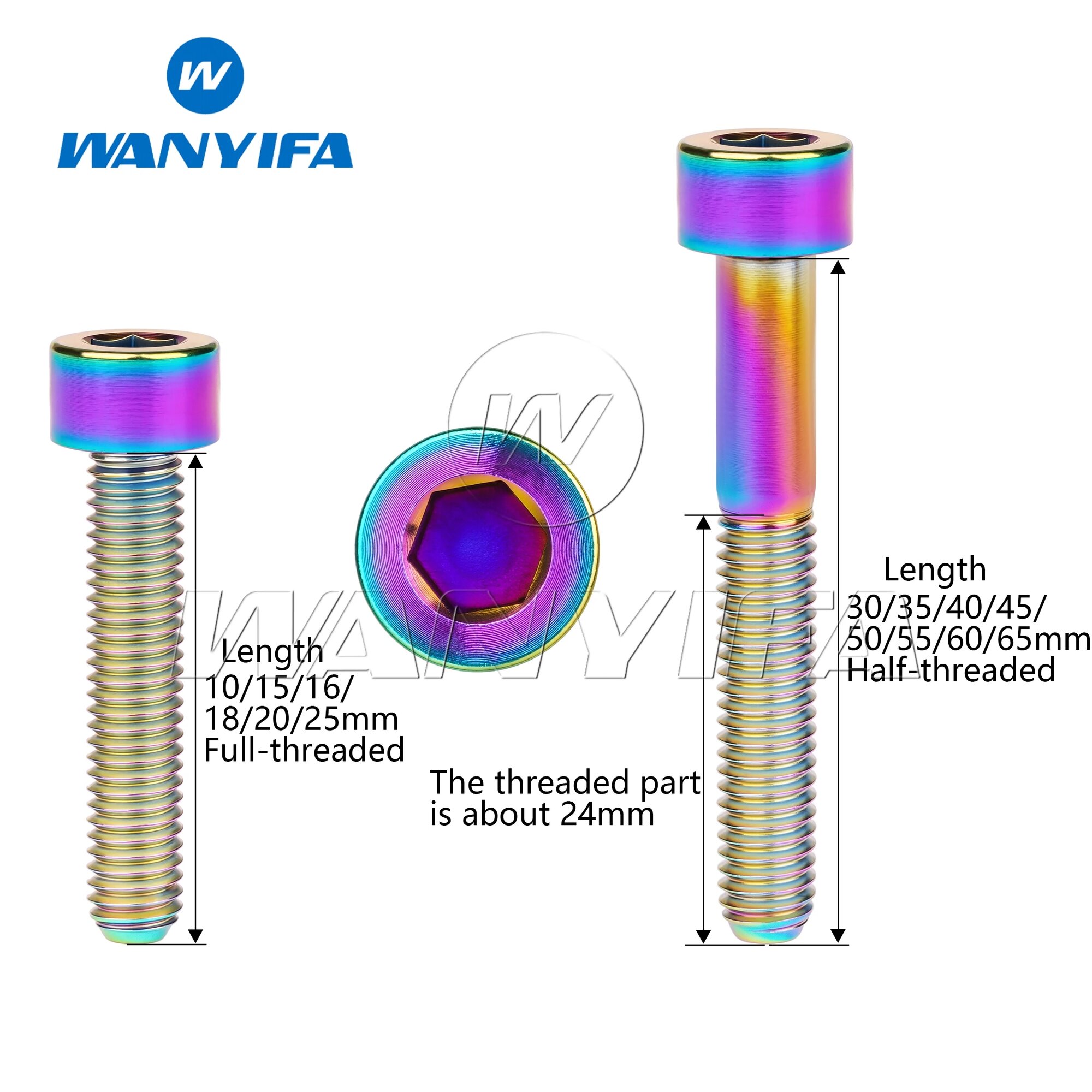 Wanyifa титановые болты M6 для велосипеда Мульти, Rainbow, 25 мм