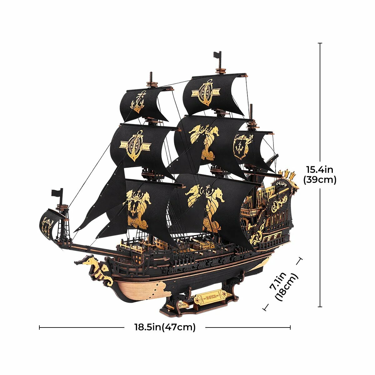 Robotime ROKR The Seahorse Barque 3D деревянная модель корабля