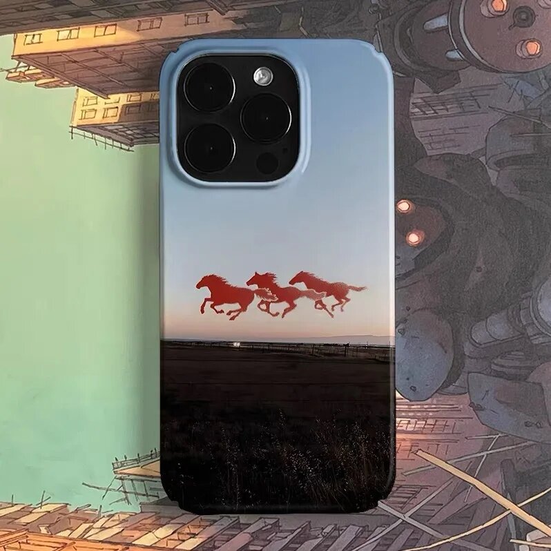 Чехол для телефона Running Red Horses Under The Sunset Glow для IPHONE 17 Air 16E 15 For iphone16