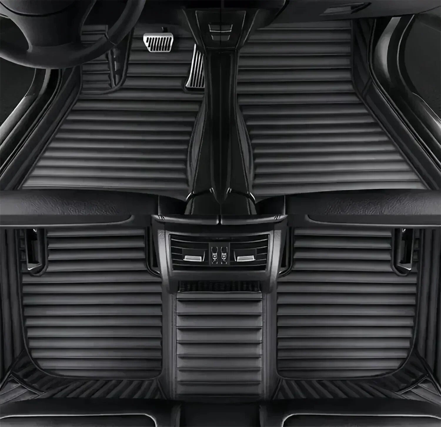 Автомобильные коврики для HAVAL H9 (7 мест) 2024-2027: Коврики для мужчин Черный, Striped All Black