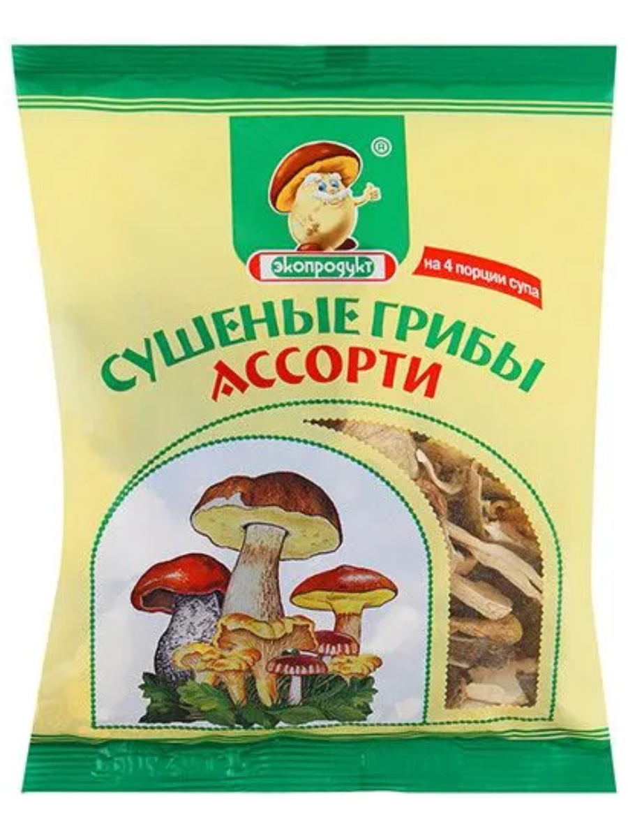 Грибы сушеные ассорти (белые, подосиновики, подберезовики) "Экопродукт" 50 г