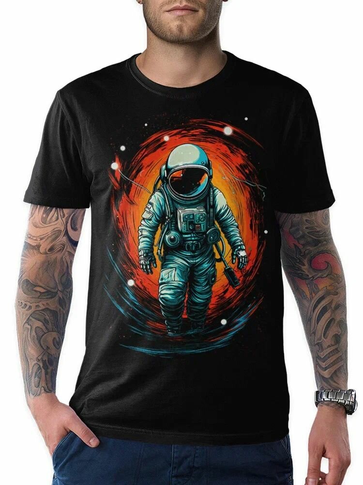Футболка Космонавт и Черная дыра / Мужская черная 2XL