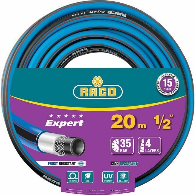 Шланг поливочный EXPERT Raco 1/2" x 20 м, 35 атм, 4-x слойный, армированный