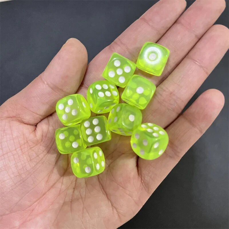 Прозрачные акриловые кубики D6 12 мм, 50 шт. 12mm Clear Green2
