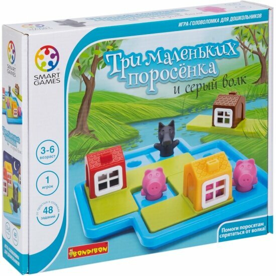 Настольная логическая игра Bondibon ВВ1355 Smart Games Три маленьких поросёнка