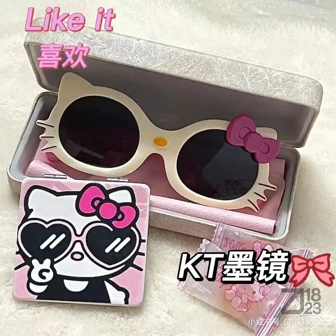 Sanrio Hello Kitty солнцезащитные очки мультфильм милый реквизит для фотосъемки Розовый