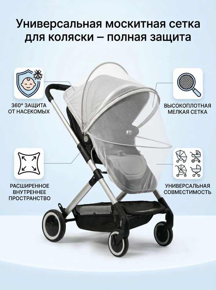 Москитная сетка для коляски, универсальная, полное покрытие