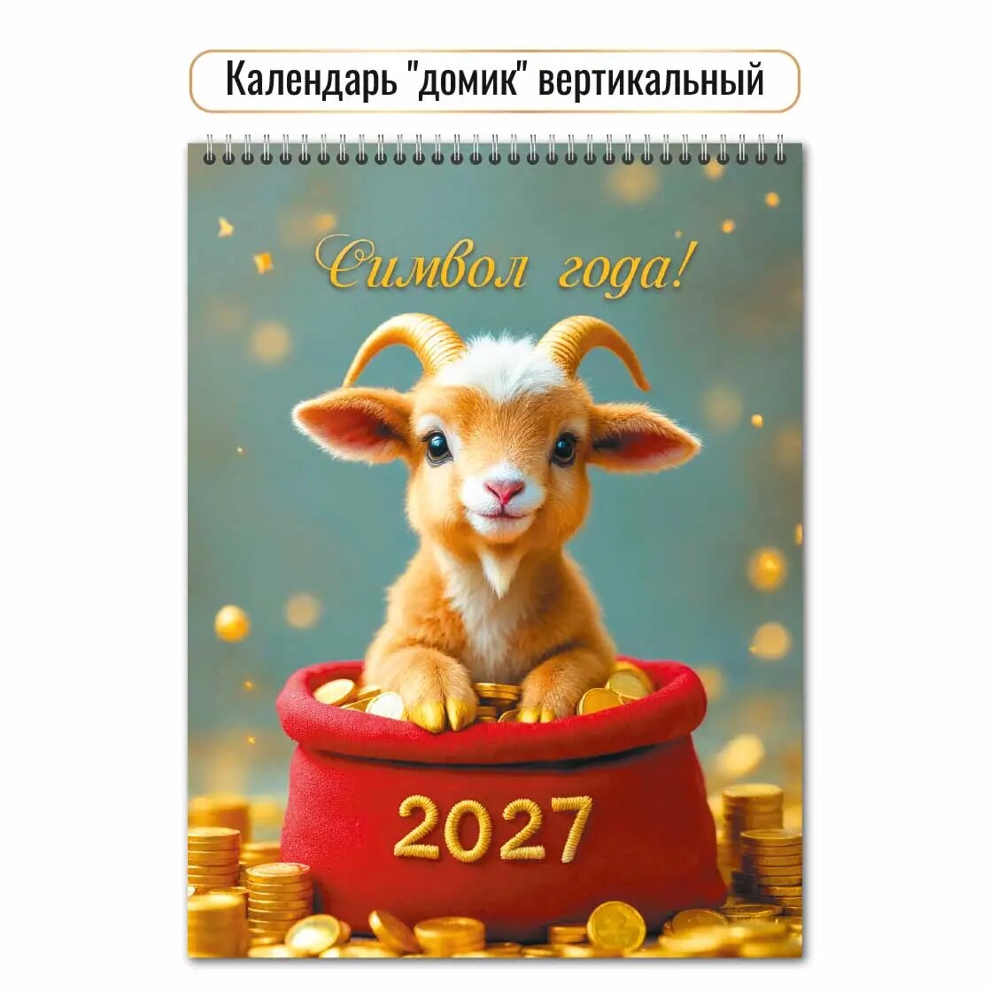 Календарь домик вертикальный 2027 символ года козлёнок, серия «Родная душа», на спирали