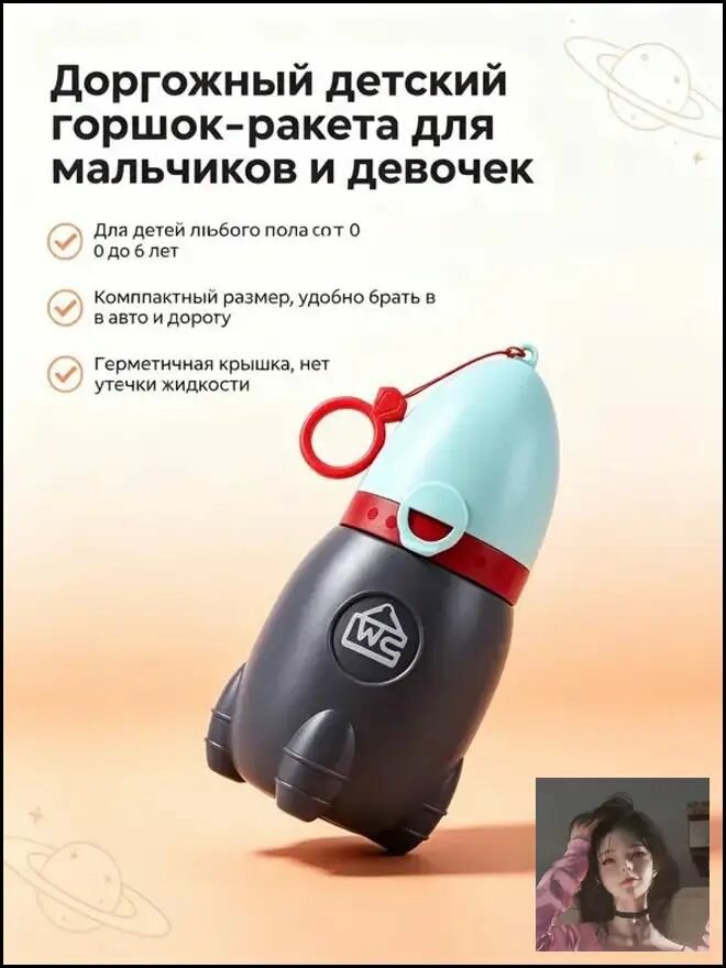 Писсуар дорожный детский/ горшок / оранжевый, серый/500мл