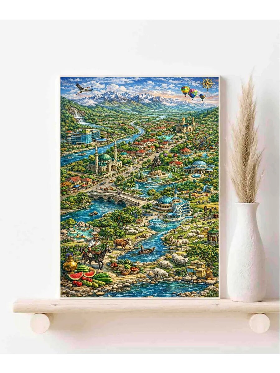 Масаллы, Азербайджан, Fantasy Map, Карта, Плакат 30x42см