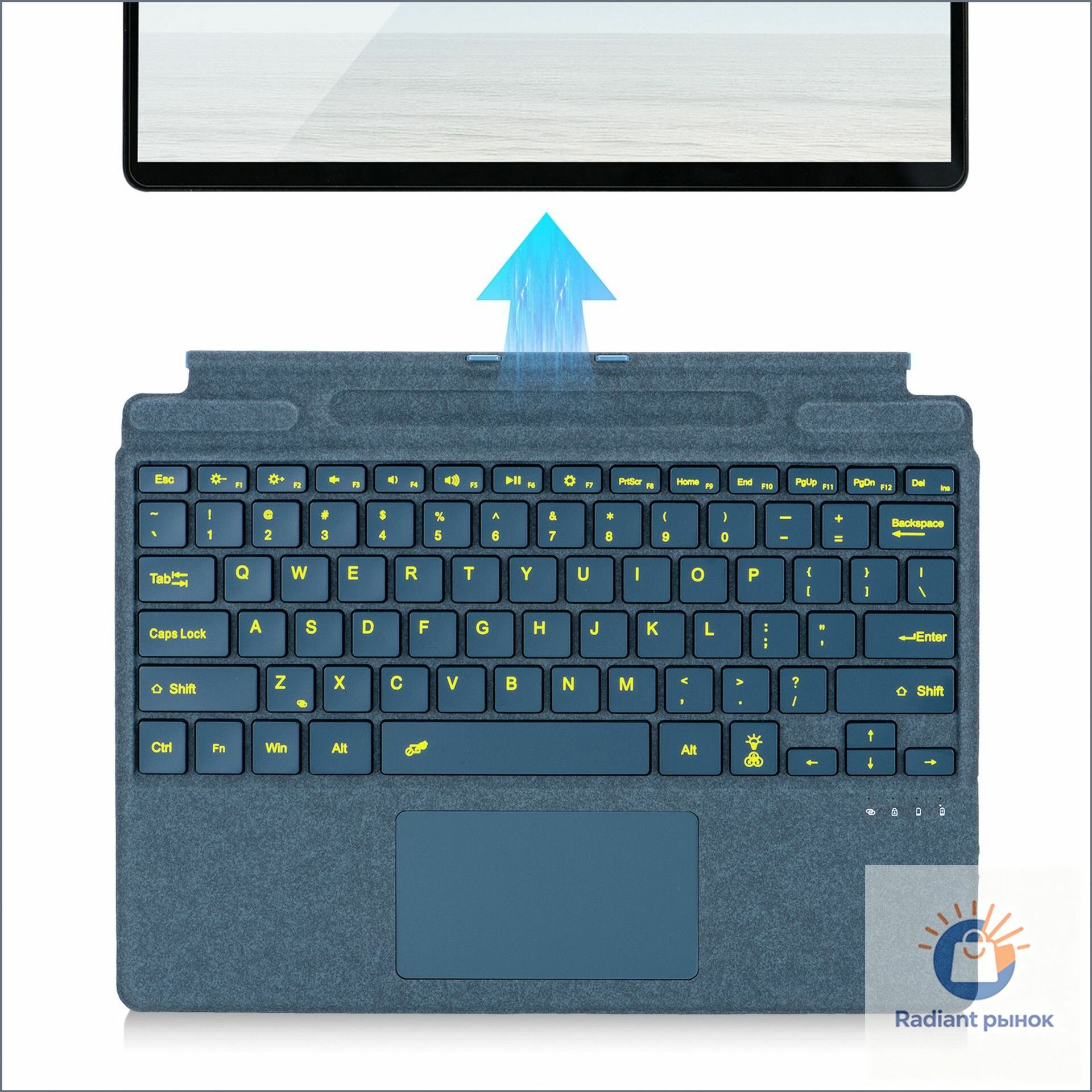 Milochic Клавиатура беспроводная Surface Pro Keyboard, Английская раскладка, темно-синий
