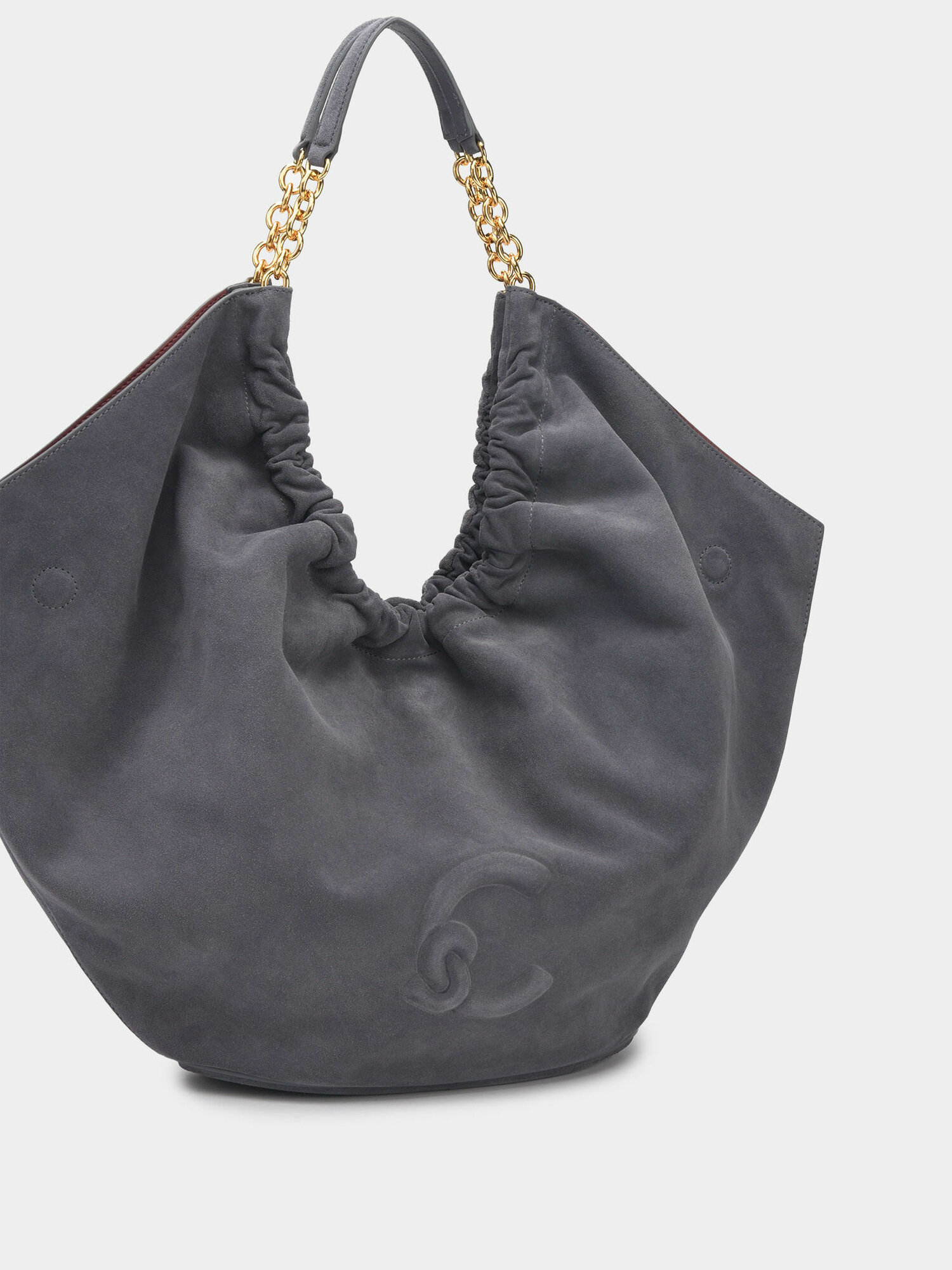 Сумка хобо COCCINELLE SMASH SUEDE, фактура матовая, бархатистая, серый — фото 1