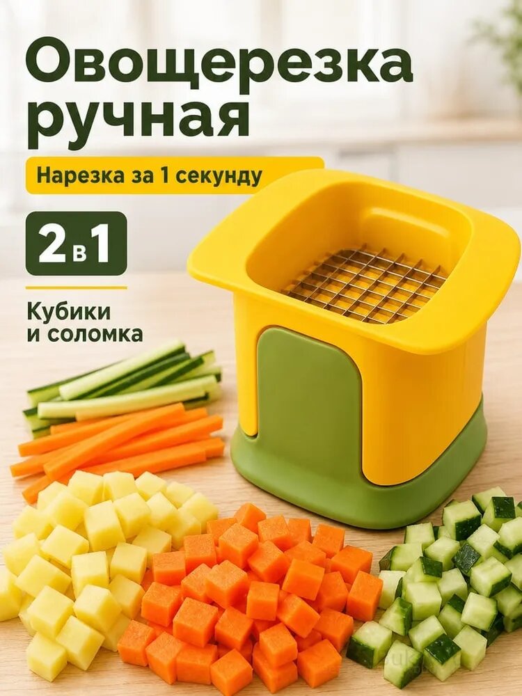 Ручная овощерезка для нарезки кубиками 1,2 см, прочный ABS-пластик, для супов и салатов