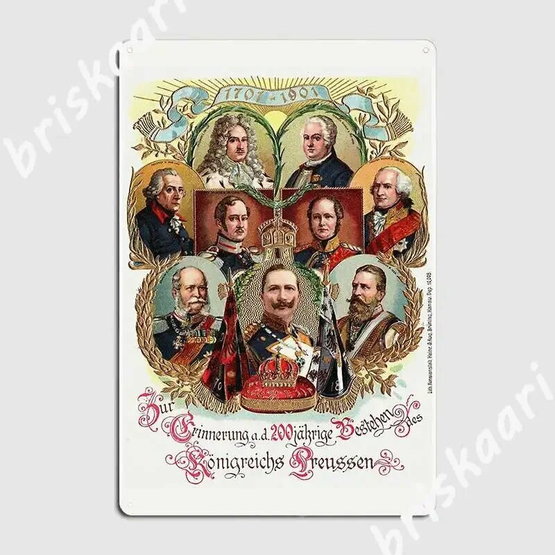 Металлическая табличка Kingdom Of Prussia 200th Anniversary 20X30см, As The Picture