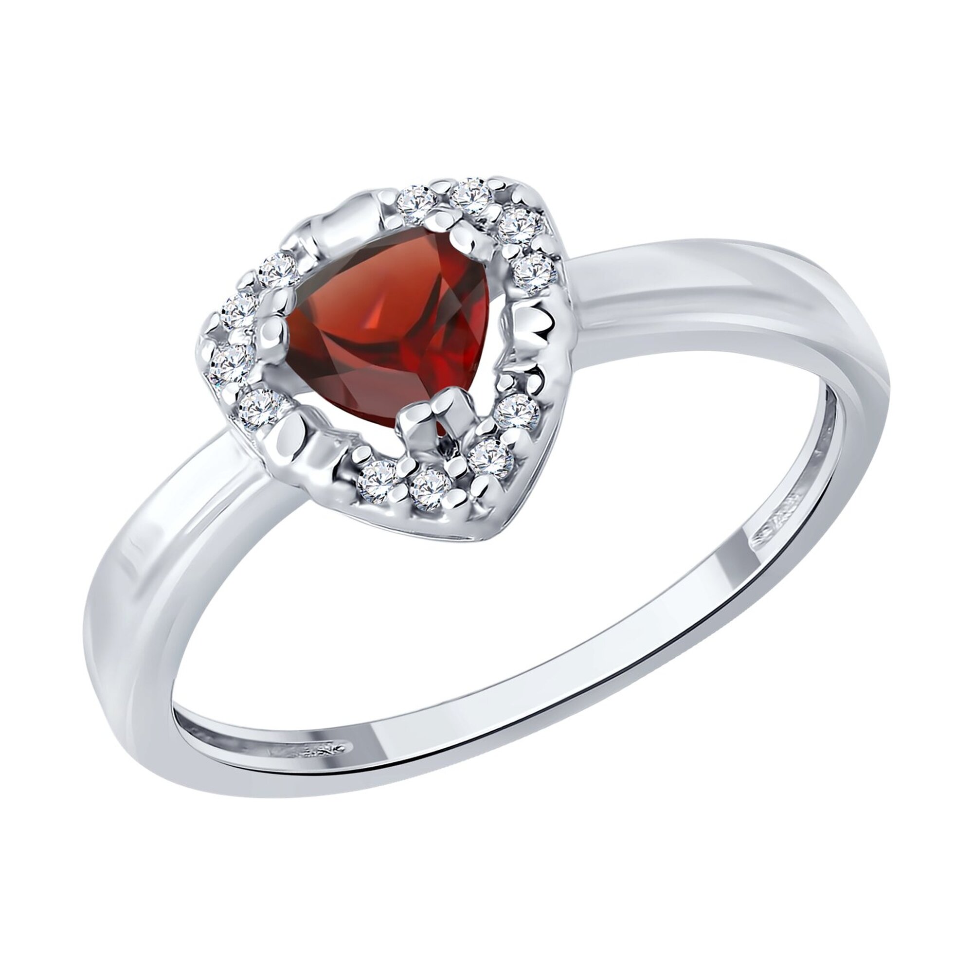 Кольцо Яхонт, серебро, 925 проба, фианит, гранат