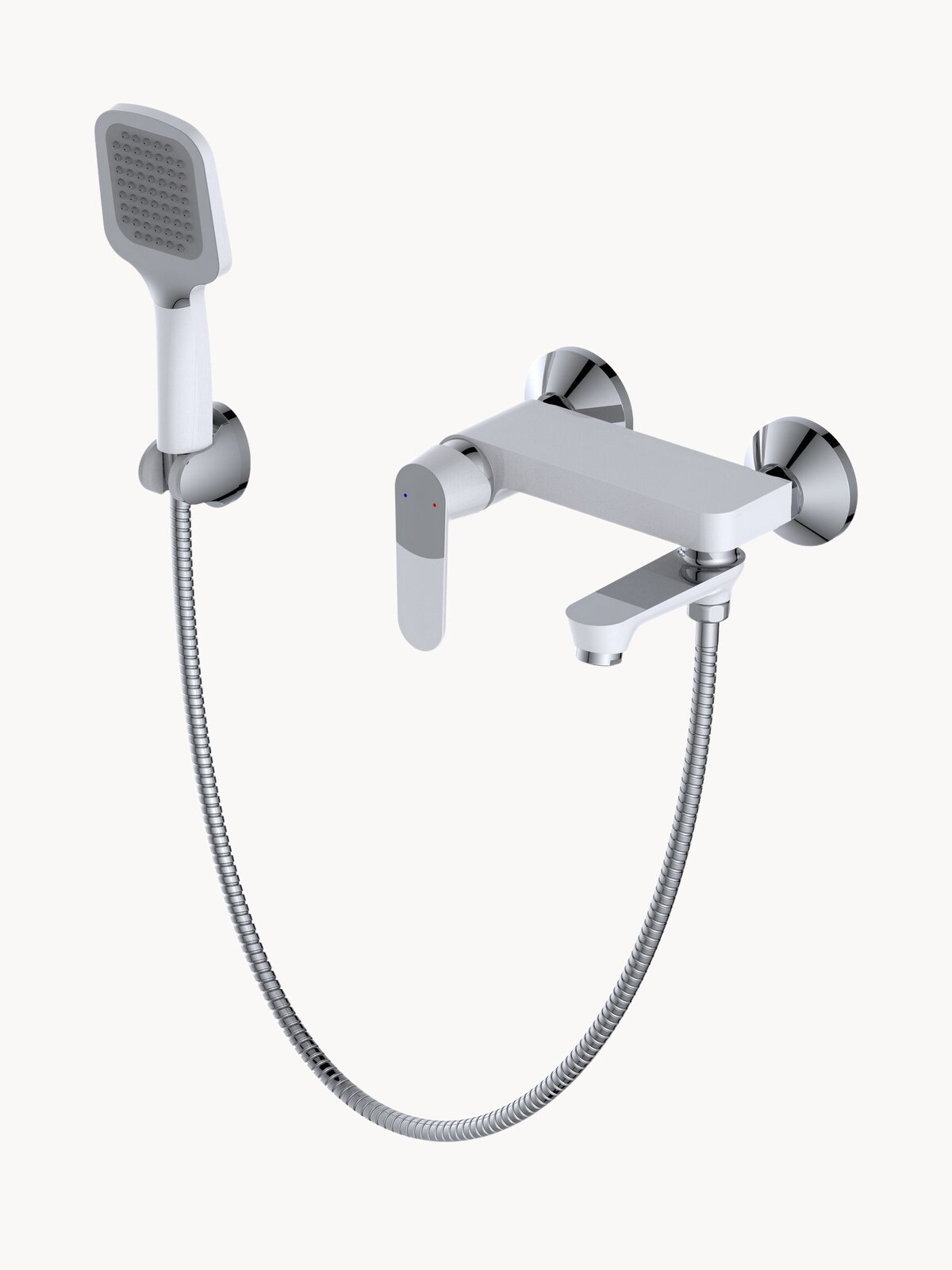 Смеситель для ванны с коротким изливом, латунь, белый/хром, одно рычажный