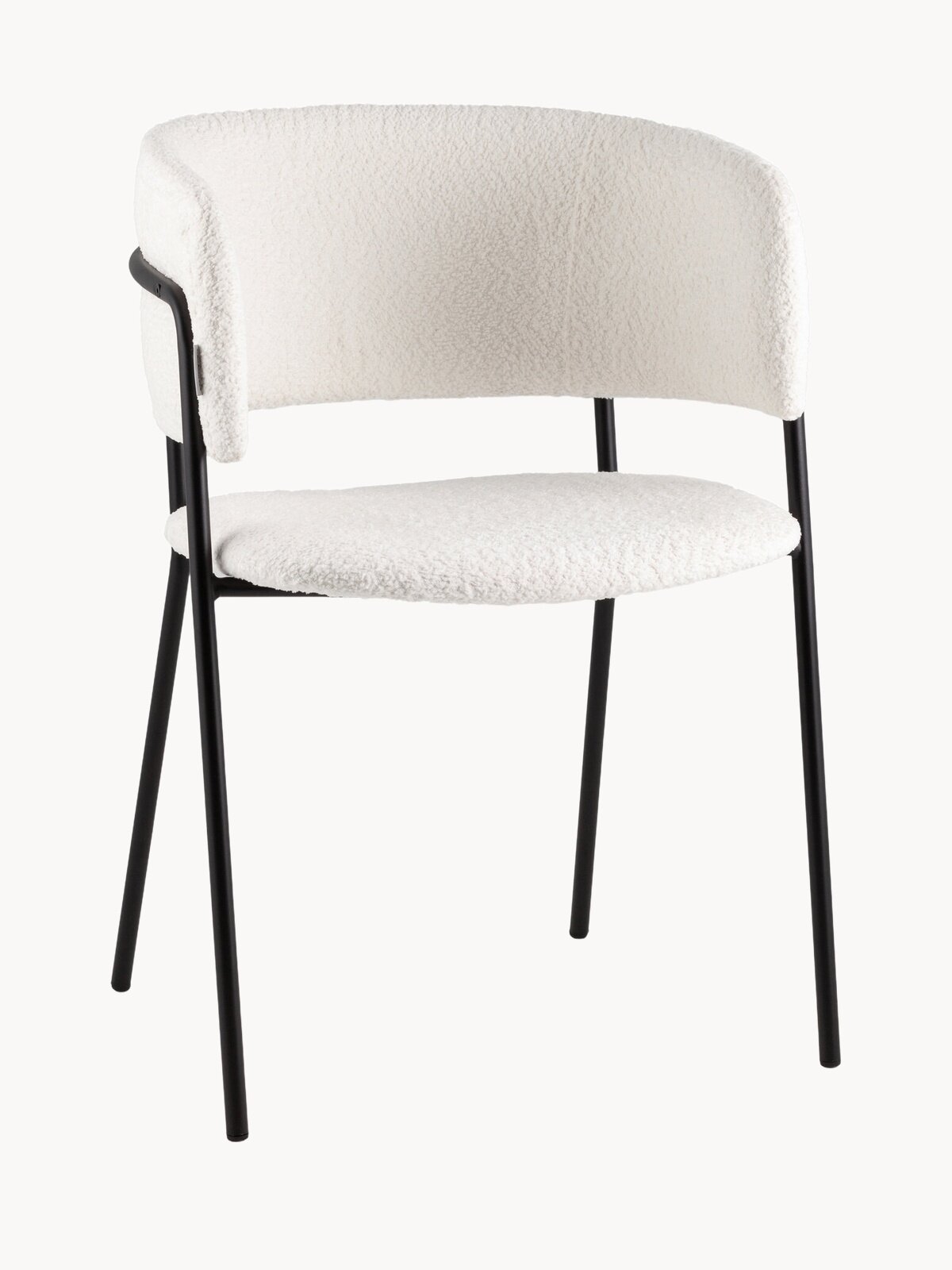 Стул для кухни Нэлли New, обивка из букле, мягкий, металлический каркас, белый