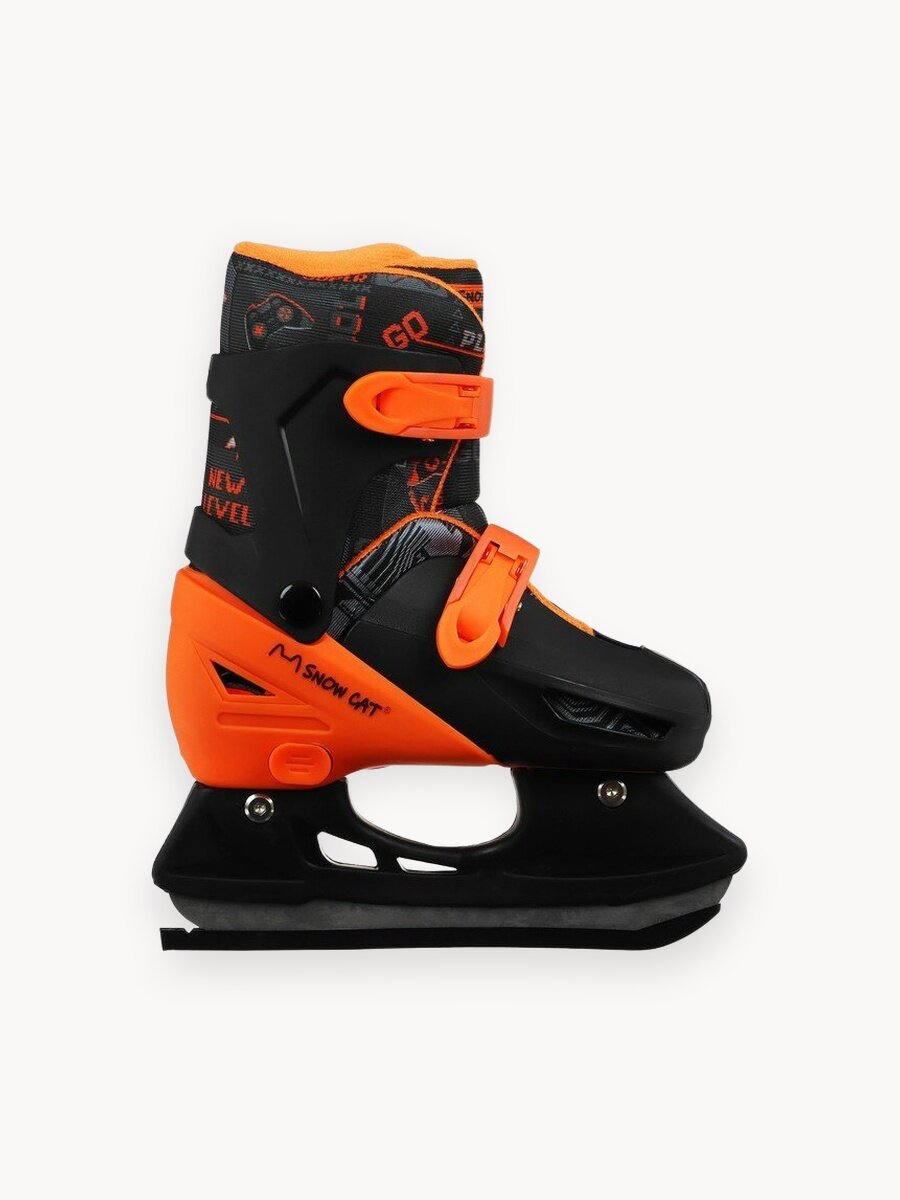 Коньки детские раздвижные, размер 30-33, цвет черный, оранжевый